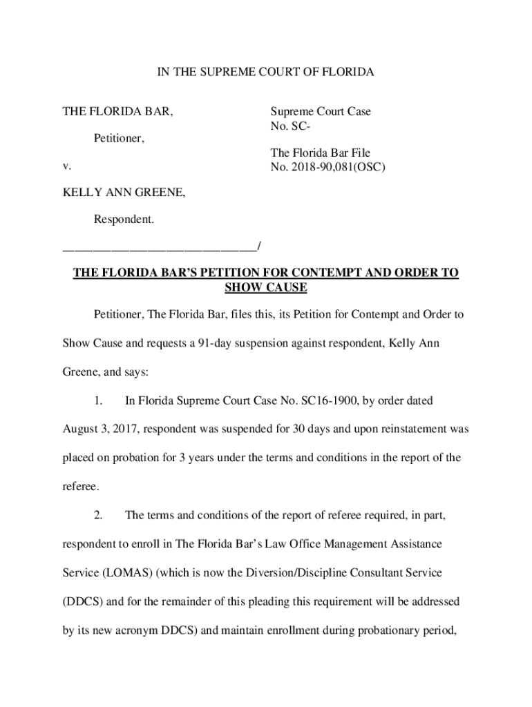 Fillable Online Petition for Contempt and Order to Show Cause Fax Email ...