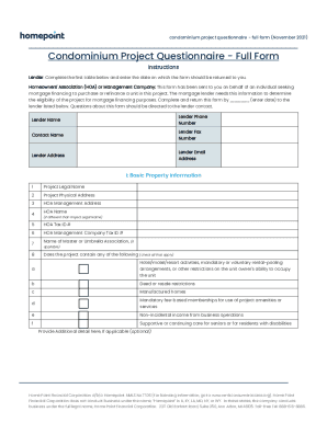 Fillable Online Get Condominium Project Questionnaire - Full Form - US Legal Forms Fax Email ...