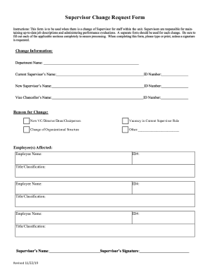 Fillable Online www.csu.edudocumentsChangeofSupervisorFormSupervisor ...