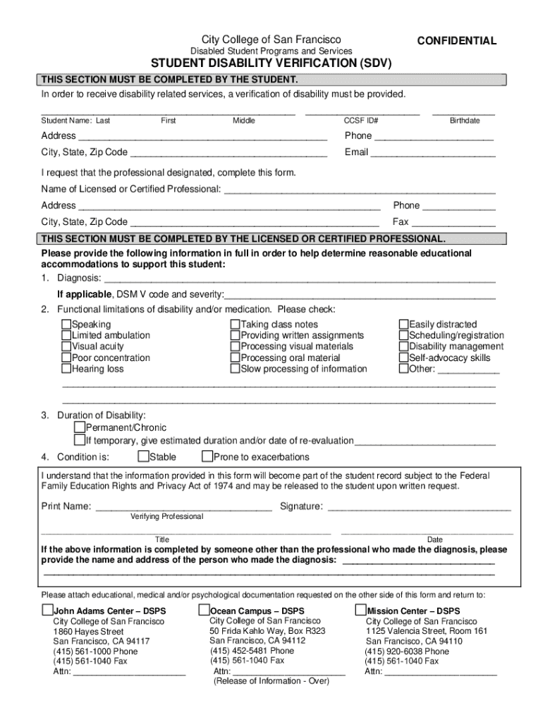 Fillable Online Get Student Disability Verification Multiple Campuses PDF - US Legal Forms Fax ...