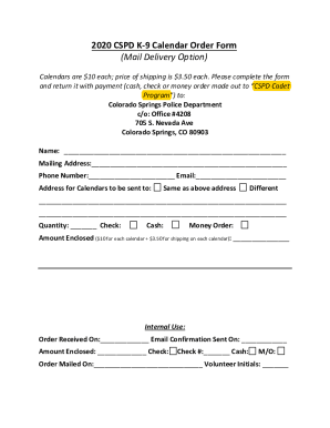 Fillable Online coloradosprings.govsitesdefault20 CSPD K-9 Calendar ...