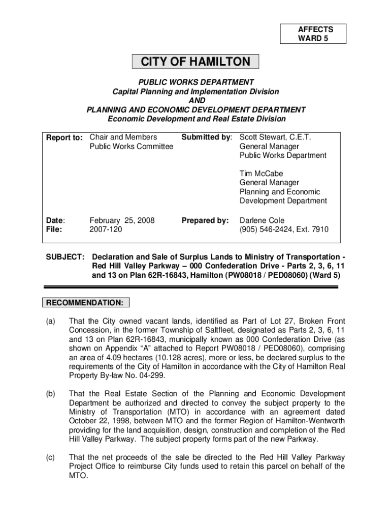 Fillable Online Declaration and Sale of Surplus Lands to Ministry of ...