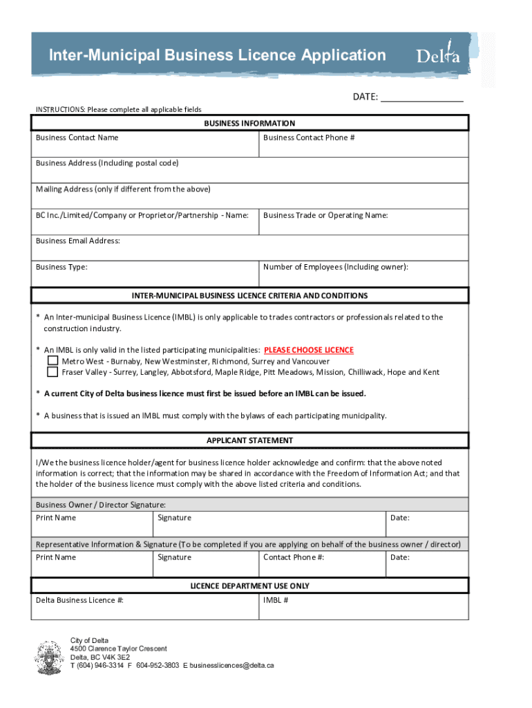 Fillable Online www.delta.casitesdefaultInter-Municipal Business ...