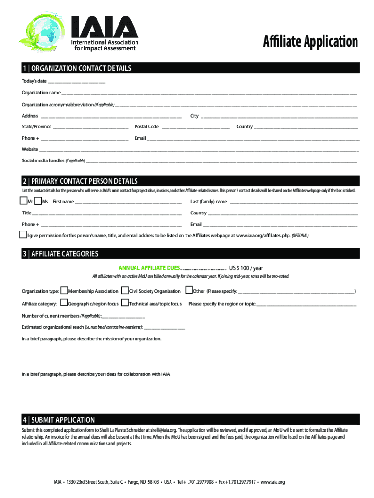 Fillable Online IAIA The leading global network on impact assessment ...