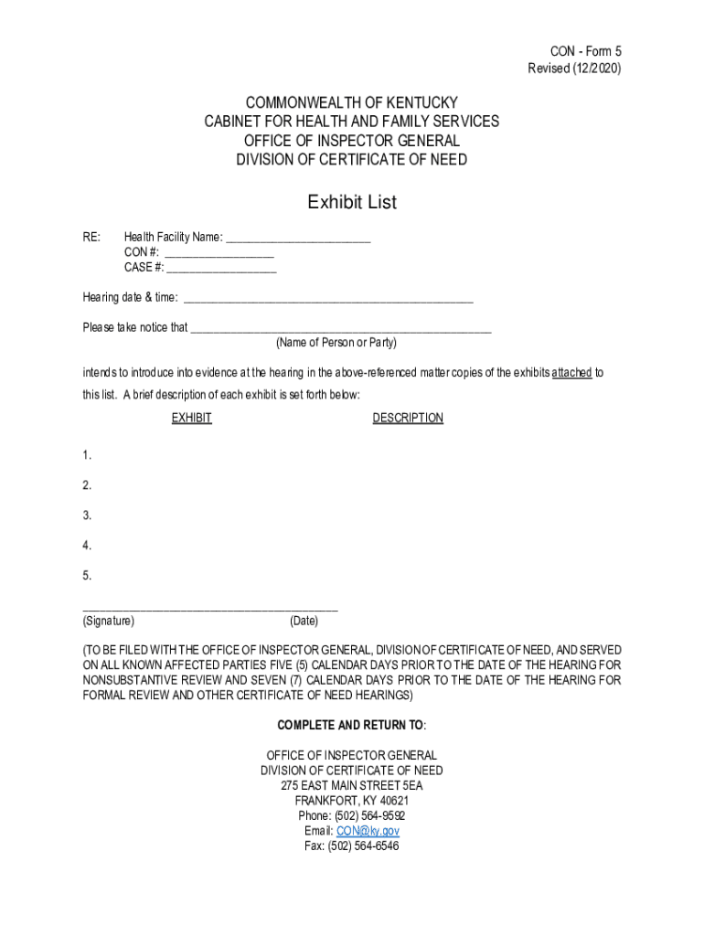 Fillable Online chfs ky CON Form 2B Certificate of Need Application for ...
