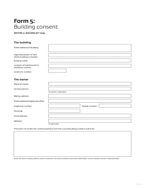 Fillable Online Building consent (form 5) Fax Email Print - pdfFiller