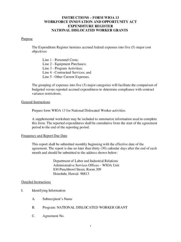 Fillable Online Instructions: Form WIOA 13 Fax Email Print - pdfFiller