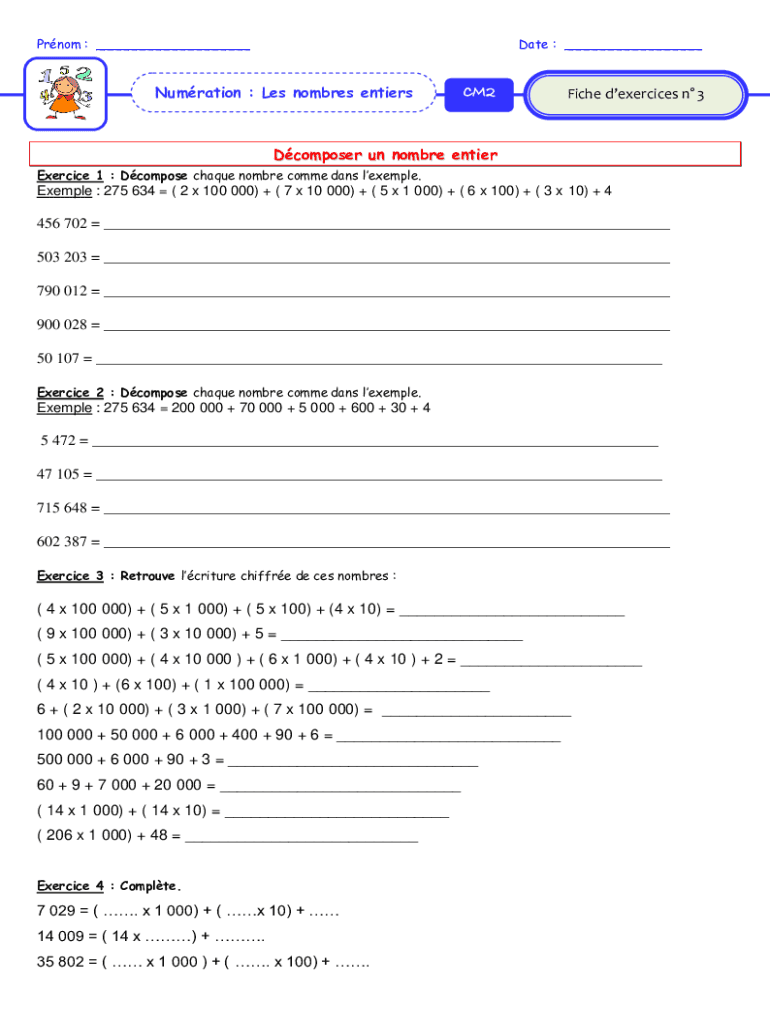 Fillable Online sites nbed nb Exercice de Math pour la 6me - Exercice a ...