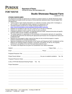 Fillable Online Studio Showcase Request Form Fax Email Print - pdfFiller
