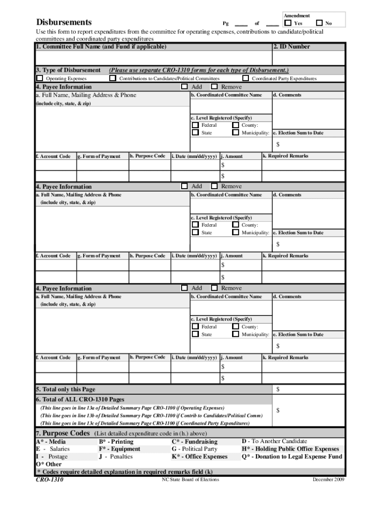 Fillable Online voterid.ncsbe.govCFFormscro13102sampleDisbursements Pg ...