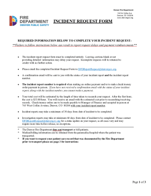 Fillable Online Incident Request Form - City and County of Denver Fax ...