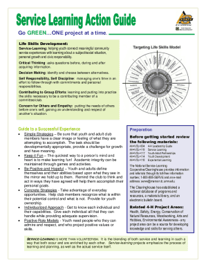 Fillable Online Service-Learning Action Plan Guide - Oklahoma 4-H Fax ...