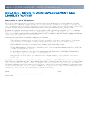 Fillable Online COVID-19 ACKNOWLEDGEMENT AND LIABILITY WAIVER Fax Email ...