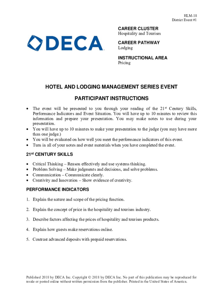 Fillable Online www.deca.org wp-content uploadsHOTEL AND LODGING ...