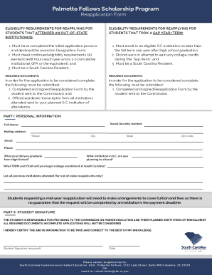 Fillable Online che sc PFS Reapplication Form Fax Email Print - pdfFiller