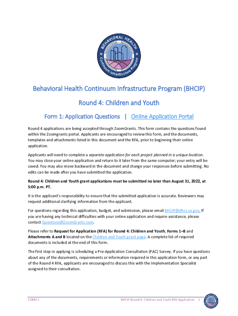 Fillable Online Behavioral Health Continuum Infrastructure Program ...