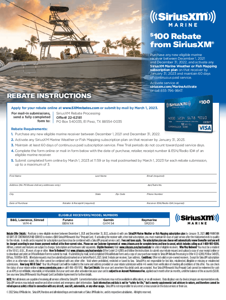 Fillable Online SiriusXM Satellite WeatherRaymarine - A Brand by ...