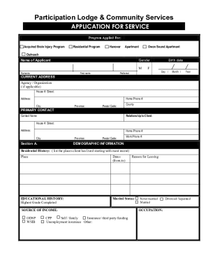 Fillable Online Participation Lodge Application for Service Form Fax ...