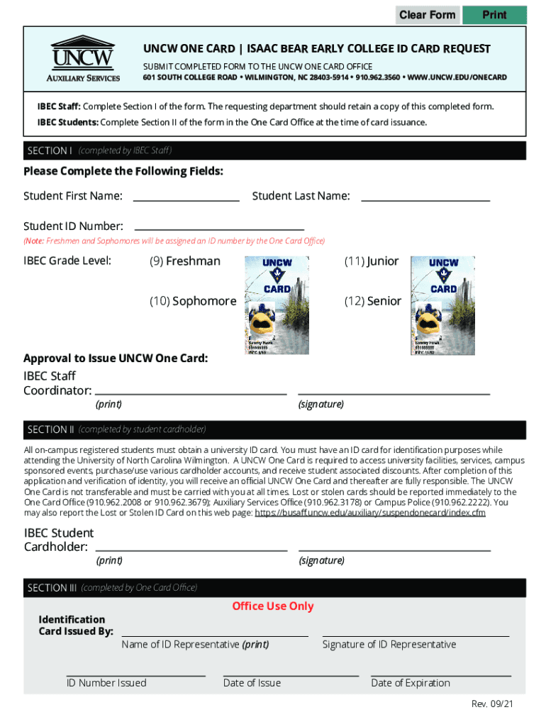 Fillable Online Isaac Bear-ID-Card-Request-Form Fax Email Print - pdfFiller