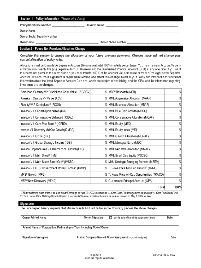 Fillable Online www.massmutual.comglobalmediaStrategic Variable Life ...
