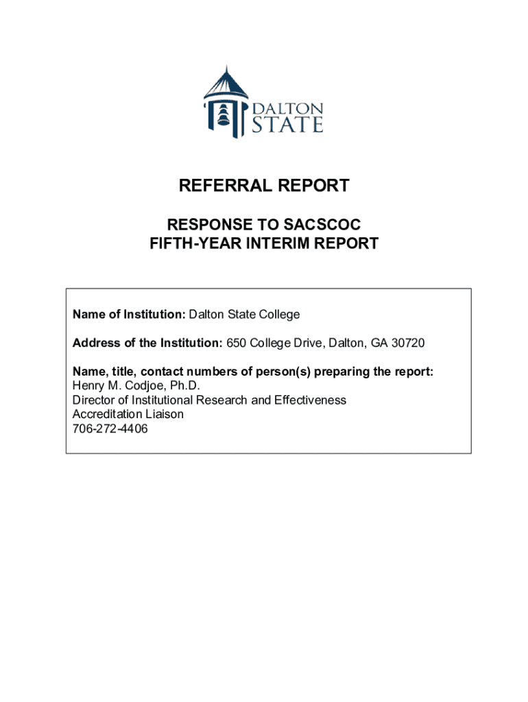 Fillable Online www.daltonstate.eduskinsuserfilesTHE FIFTH-YEAR INTERIM ...