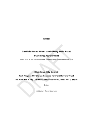 Fillable Online Deed Garfield Road West and Glengarrie Road Planning ...