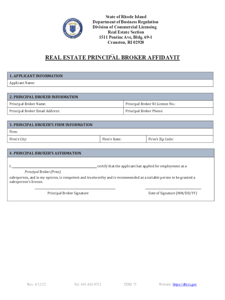 Fillable Online dbr ri Real Estate AppraisersDept. of Business ...