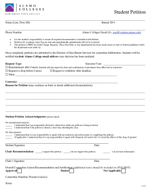 Fillable Online Student Petition Form v - Alamo Colleges District Fax ...