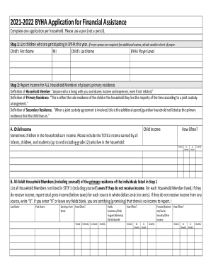 Fillable Online 2021-2022 BYHA Application for Financial Assistance ...