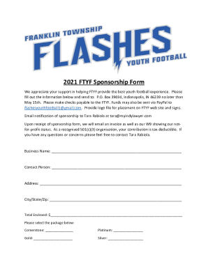 Fillable Online 2021 FTYF Sponsorship Form - Ngin Fax Email Print ...