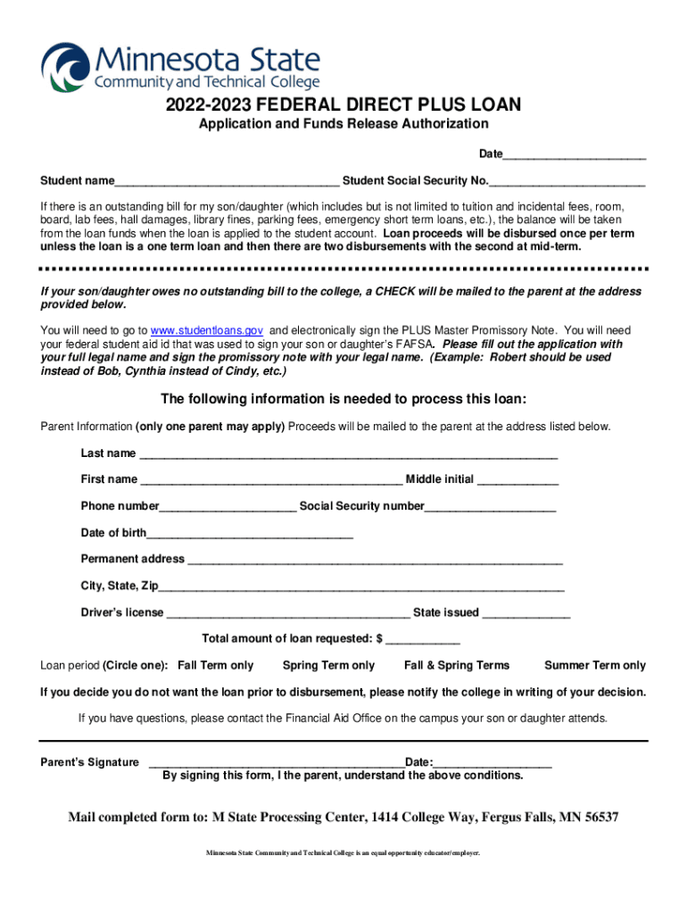 Fillable Online 2023 Parent plus loan request form.pdf Fax Email Print - pdfFiller