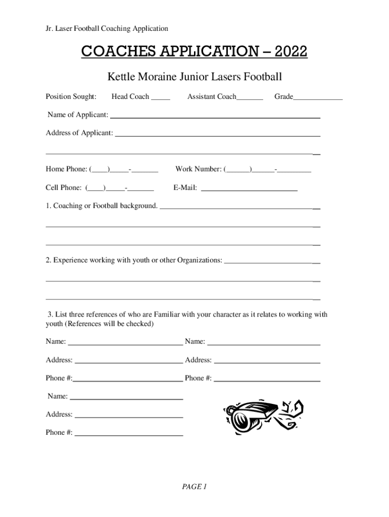 Fillable Online Kettle Moraine Junior Lasers Football Fax Email Print ...