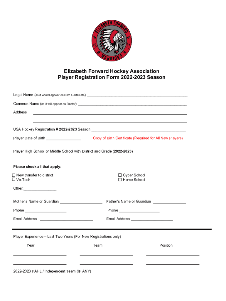 Fillable Online Player Registration Form - Ngin Fax Email Print - pdfFiller