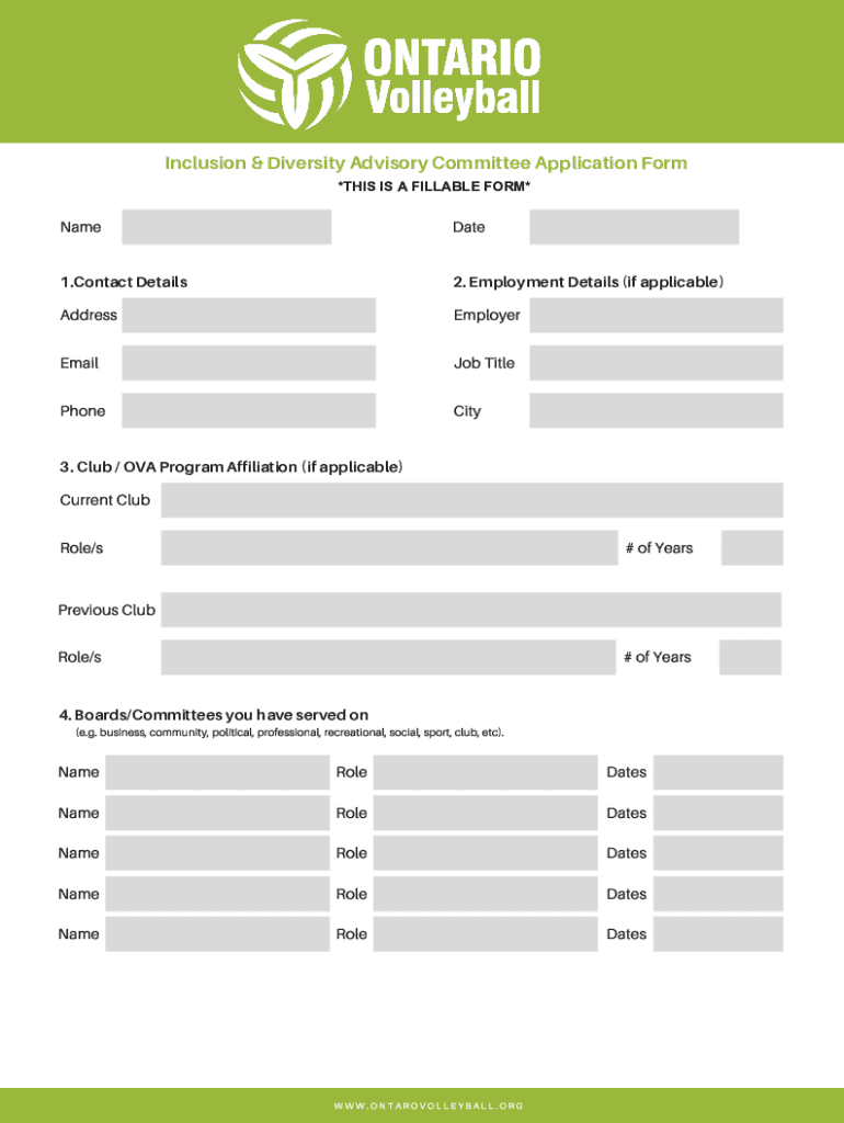 Fillable Online Inclusion & Diversity Advisory Committee Application Form Fax Email Print ...