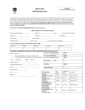 Fillable Online 2020-21 NAC Individual Entry Form - Ngin Fax Email ...