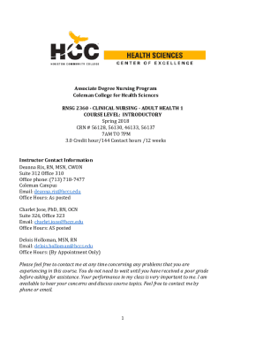Fillable Online Associate Degree Nursing Program Coleman College for Health Sciences ... Fax ...