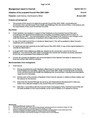 Fillable Online Management report to Council Agenda item 6 - City of ...