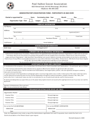 Fillable Online PHSA - Administrator's Registration Form - 18+.pdf Fax ...