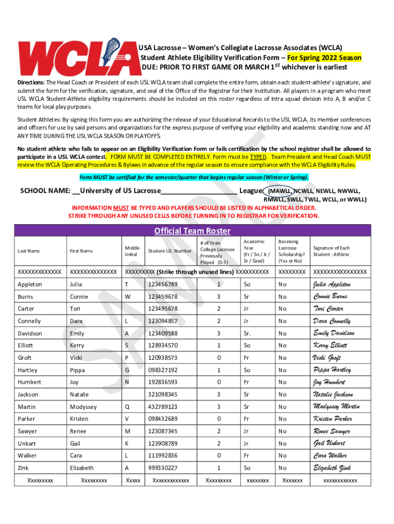 Fillable Online Official Team Roster - SportsEngine Fax Email Print ...