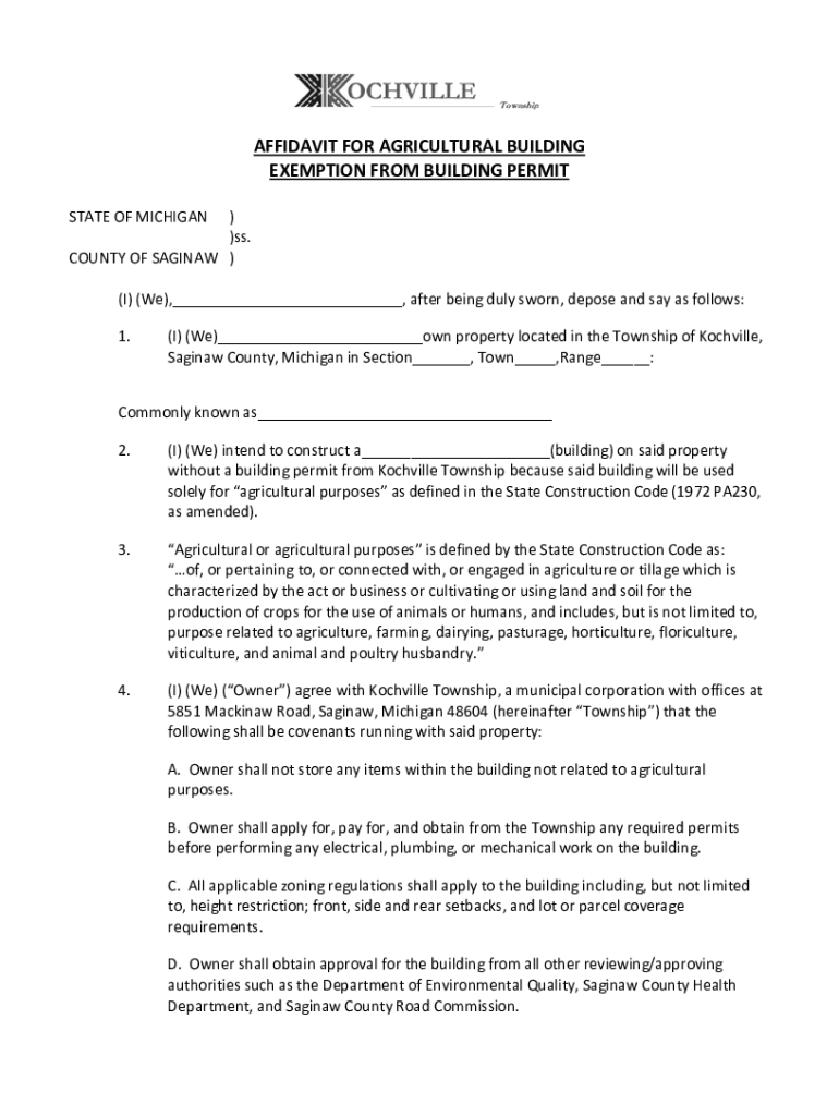 Fillable Online AFFIDAVIT FOR AGRICULTURAL BUILDING EXEMPTION.docx Fax ...