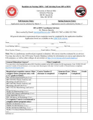 Fillable Online hilo hawaii Bachelors in Nursing (BSN) Self Advising ...