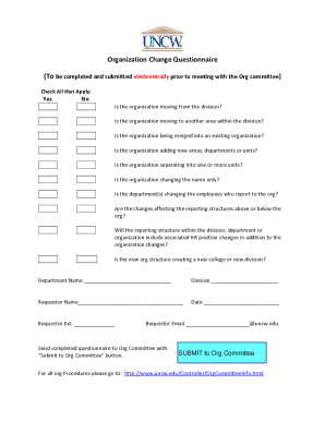 Fillable Online Organization Change Questionnaire Fax Email Print ...