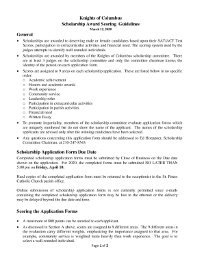 Fillable Online Knights of Columbus Scholarship Award Scoring ...