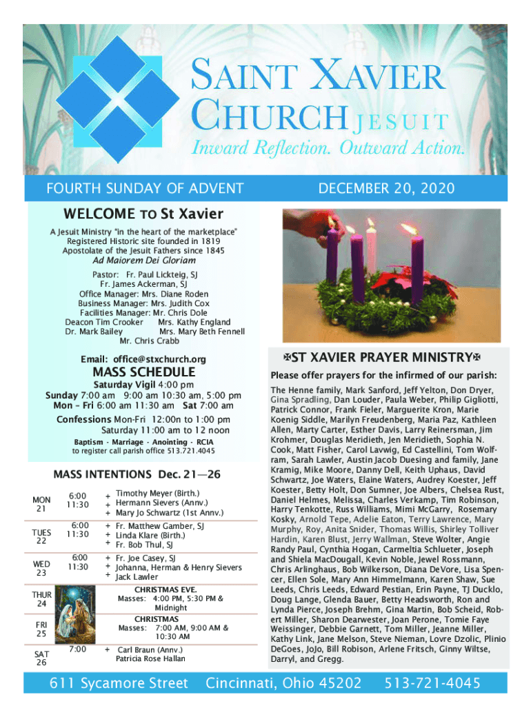 Fillable Online WELCOME TO St Xavier - Parishes Online Fax Email Print ...