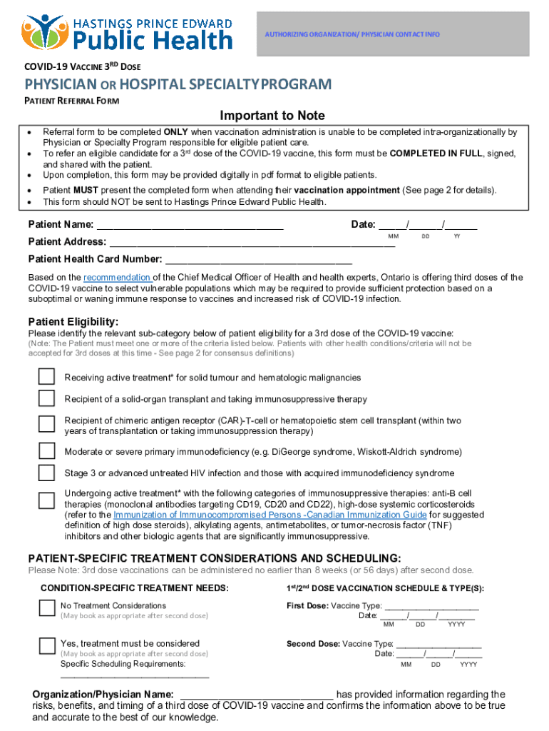Fillable Online Welcome - Hastings Prince Edward Public Health Fax ...