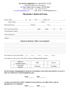 Fillable Online Physician referral form -March 2015.doc Fax Email Print - pdfFiller