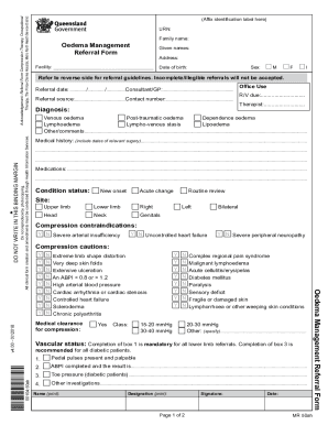 Fillable Online Oedema Management Referral Form - MR 50ah. health ...