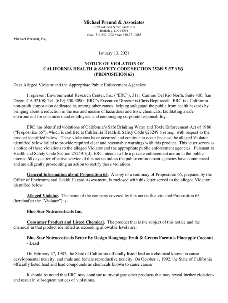 Fillable Online oag ca a notice of these violations to the alleged Violator and the appropriate ...