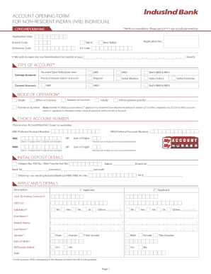 Fillable Online Account Opening Form For Non-Resident Indian (NRI) Fax ...