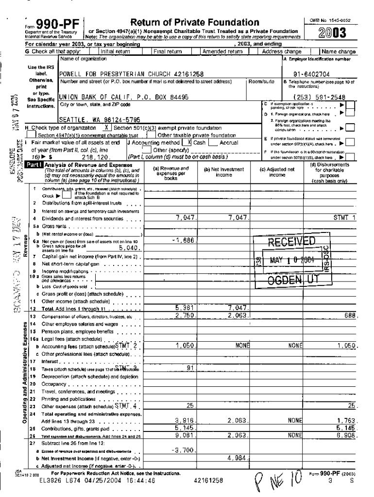 Fillable Online About Form 990-PF, Return of Private Foundation or ...